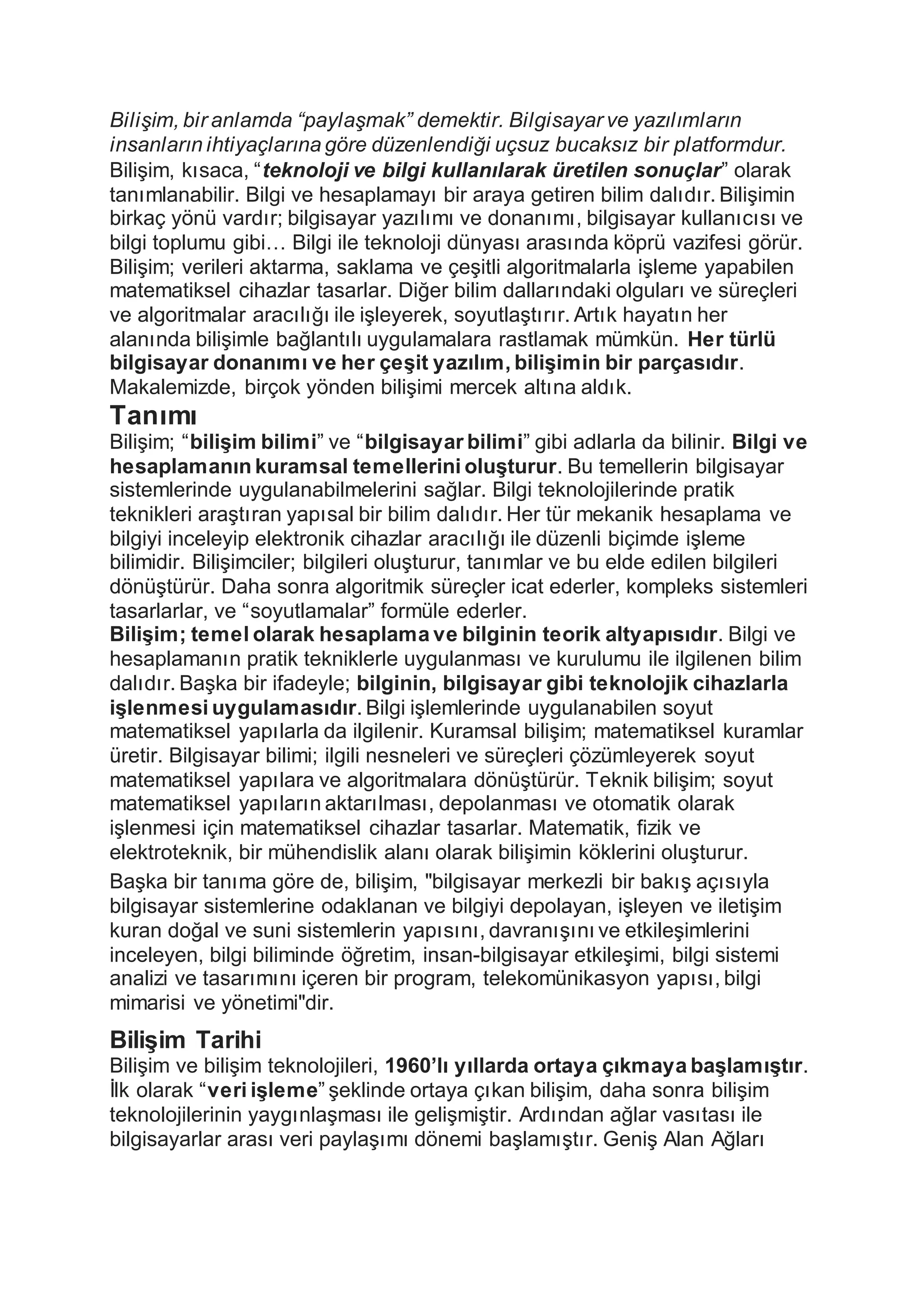 Bilisim Nedir? | DOCX