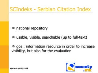 Open Access in Serbia: KoBSON, DOI, SCIndeks | PPT