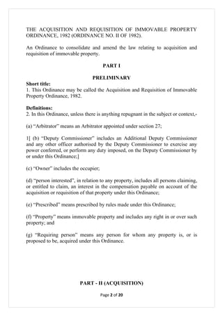 ASSIGNMENT ON – “THE ACQUISITION AND REQUISITION OF IMMOVABLE PROPERTY ...