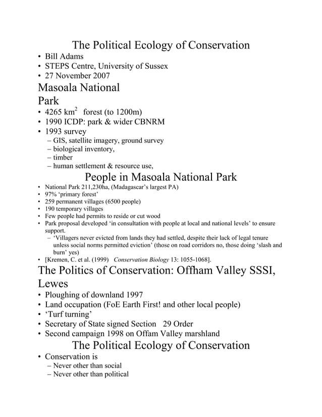 Seminar: Bill Adams on the political ecology of biodiversity ...