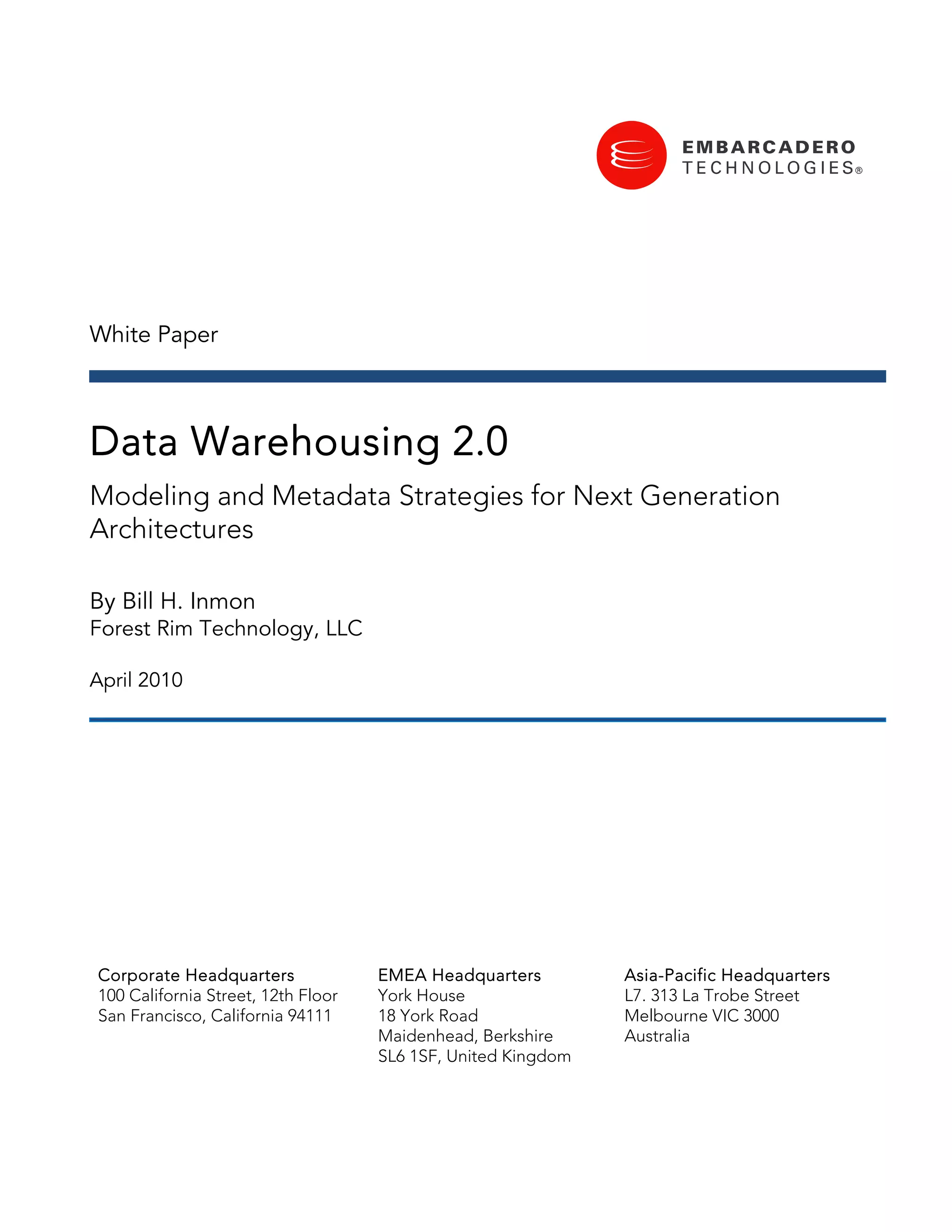 Bill inmon-data-warehousing-2-0-whitepaper | PDF