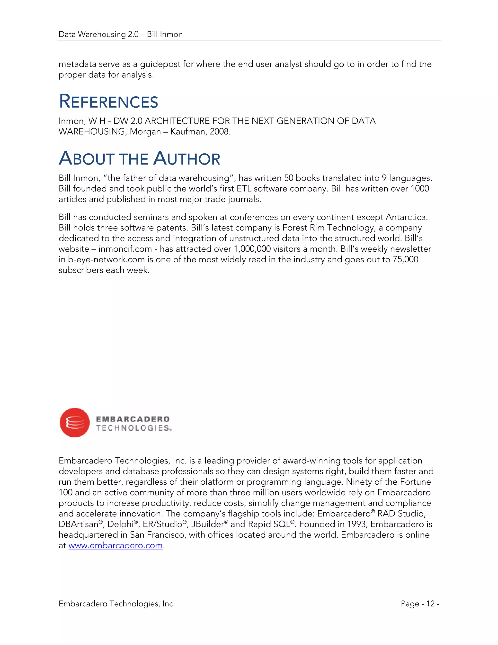 Bill inmon-data-warehousing-2-0-whitepaper | PDF