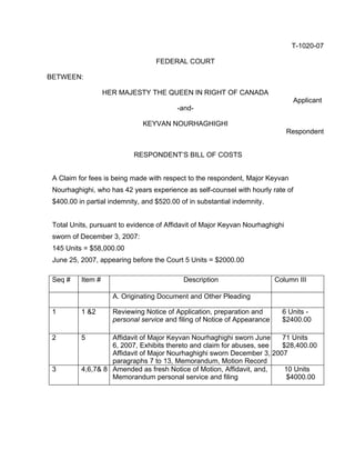 Bill Of Costs Final | PDF