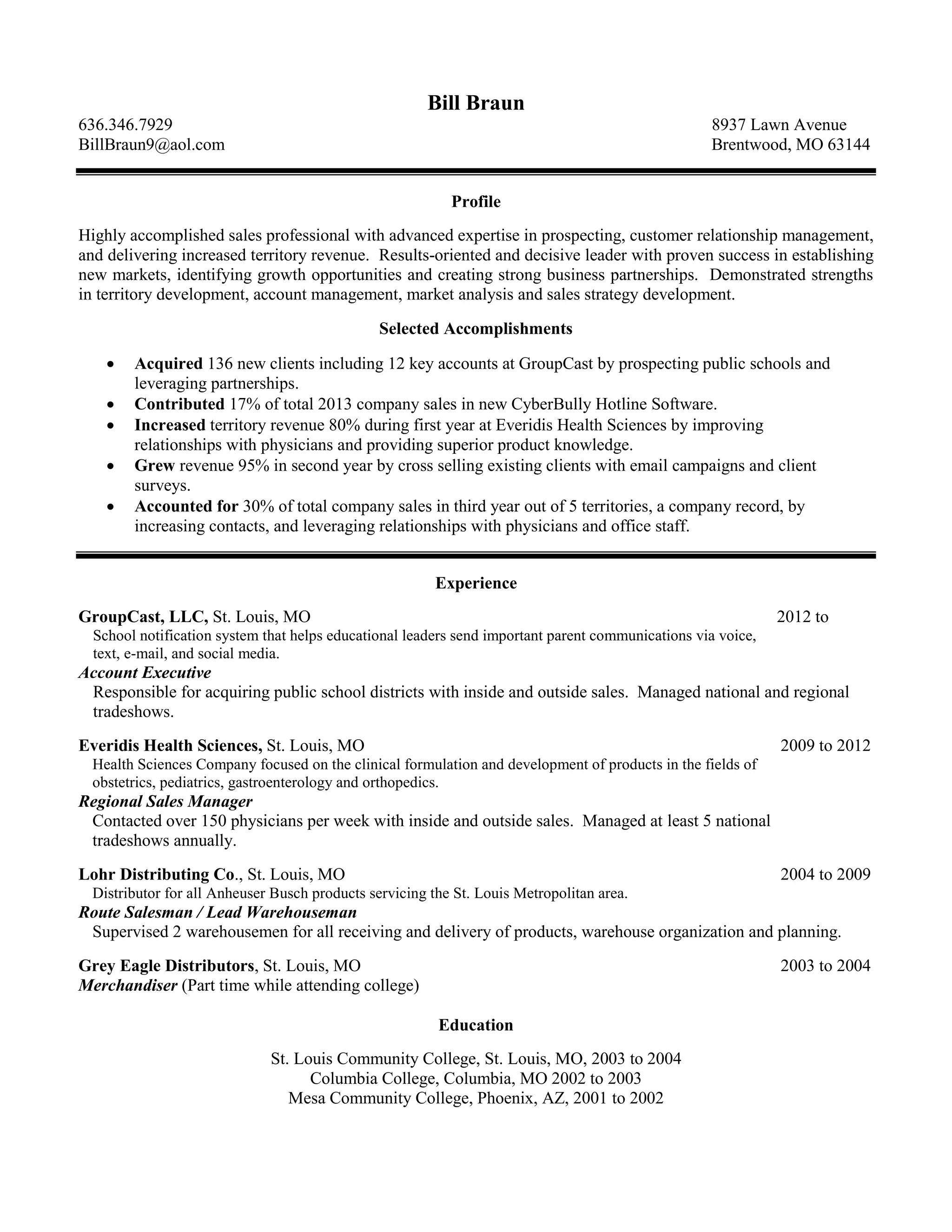 Bill braun resume | PDF