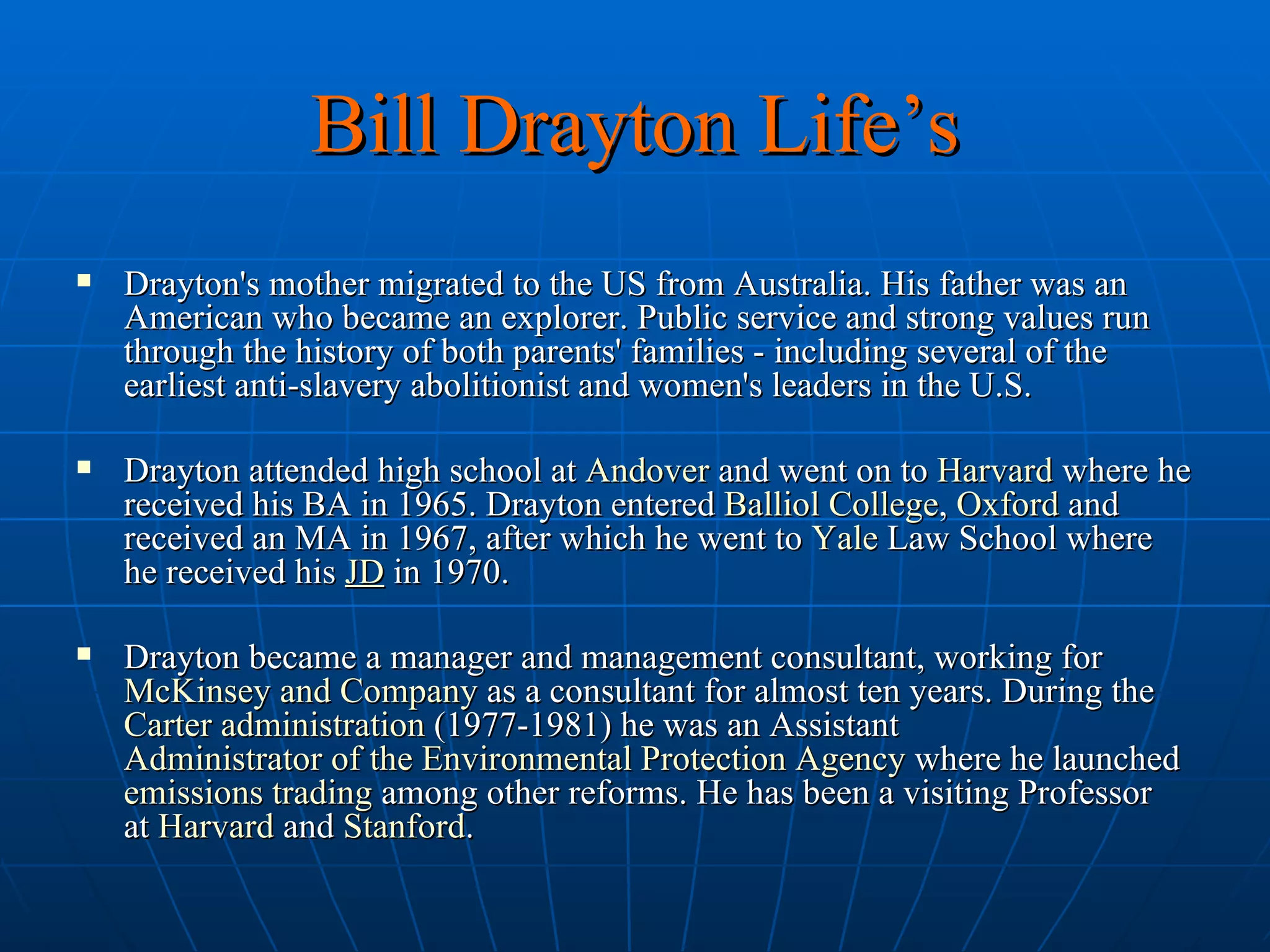 Bill drayton the social entrepreneur | PPT