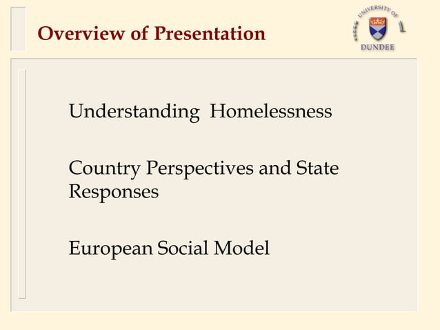 Homelessness: A European Perspective | PPT