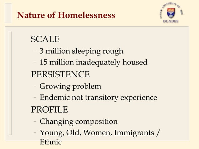 Homelessness: A European Perspective | PPT