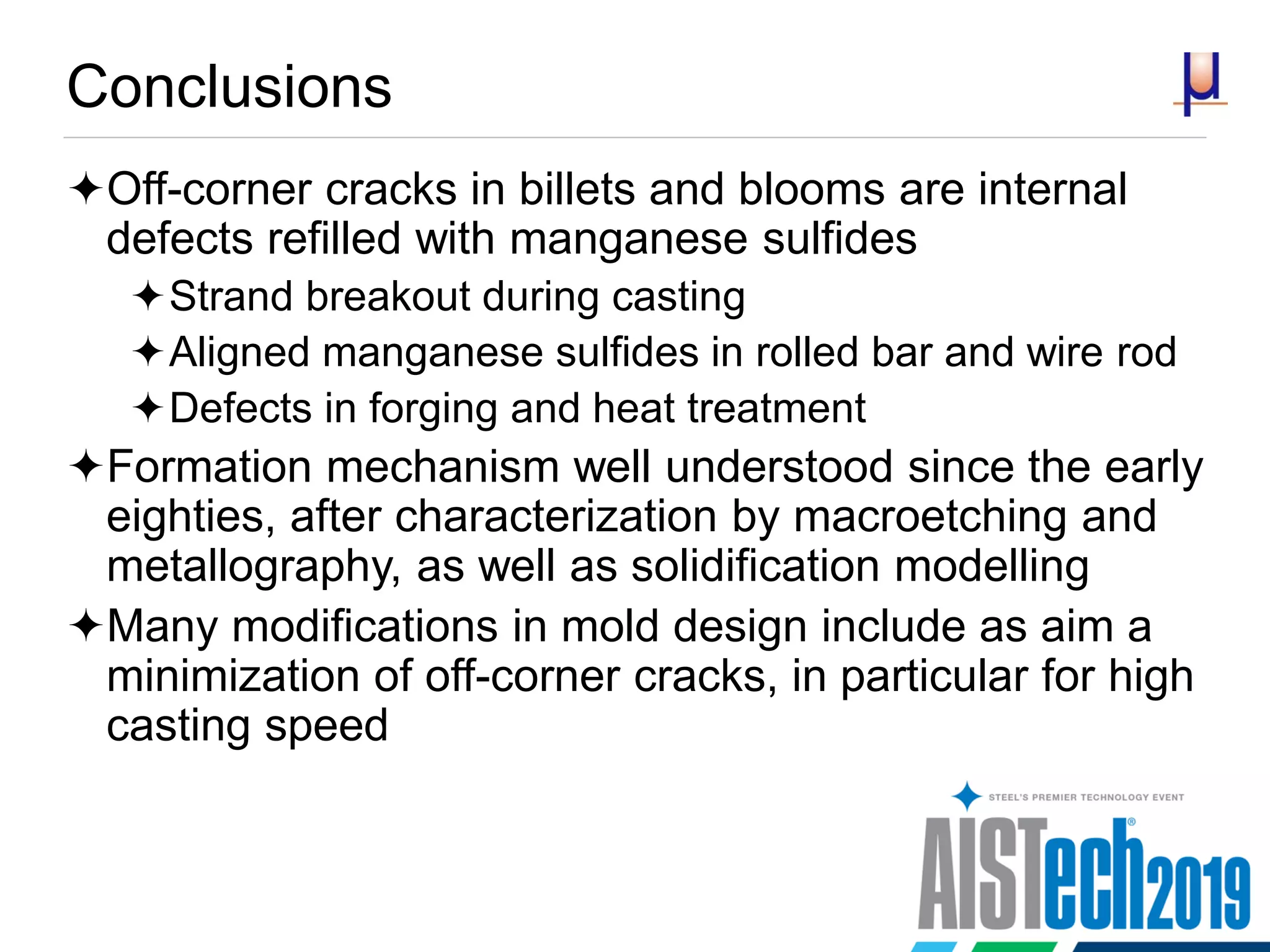 Billet defects off-corner cracks formation, prevention and evolution | PDF