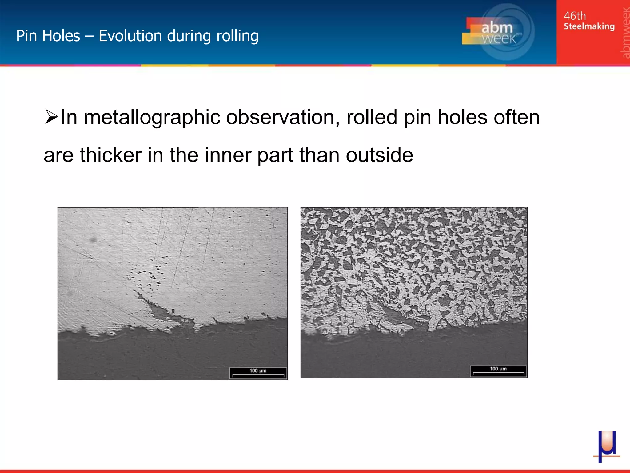 Billet defects pinhole and blowhole formation prevention and evolution ...