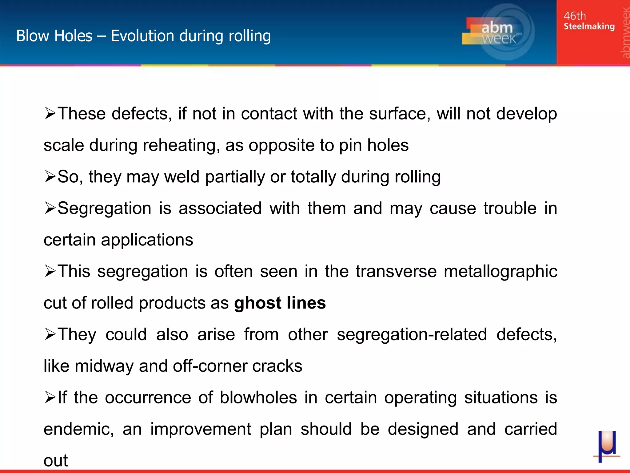 Billet defects pinhole and blowhole formation prevention and evolution ...