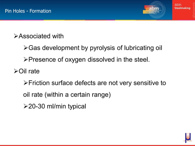 Billet defects pinhole and blowhole formation prevention and evolution ...