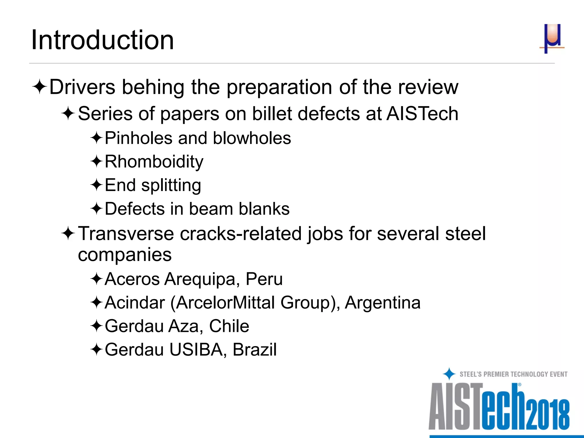 Billet defects - transverse cracking formation prevention and evolution ...
