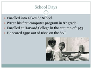 Bill gates ppt | PPTX | Operating Systems | Computer Software and ...