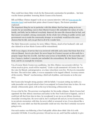 Bill & Hillary Clinton reflect on Mario Cuomo | PDF