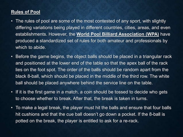 Billiards-Presentation.pptx | Snooker/Pool/Billiards | Sports