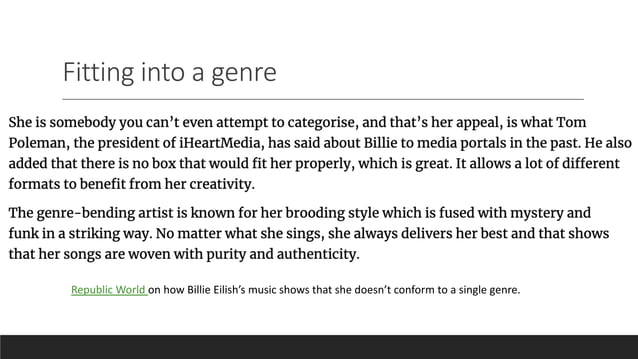 Billie eilish genre | PPT