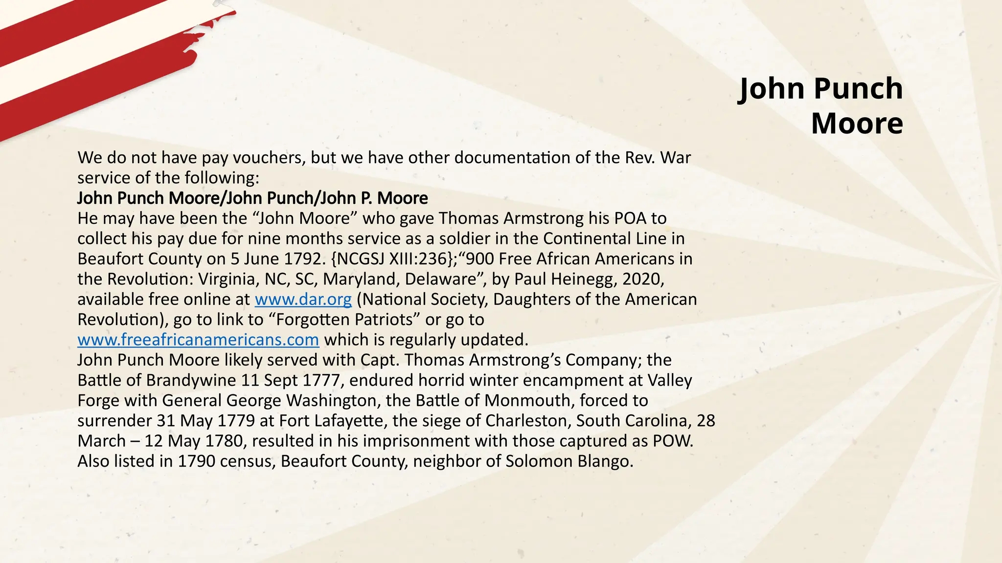 Beaufort County Patriots of Color iin the Revolutionary War | PPTX