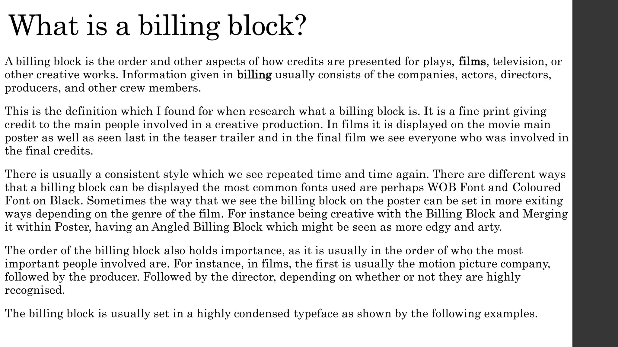 Billing block research- media A2 | PPTX