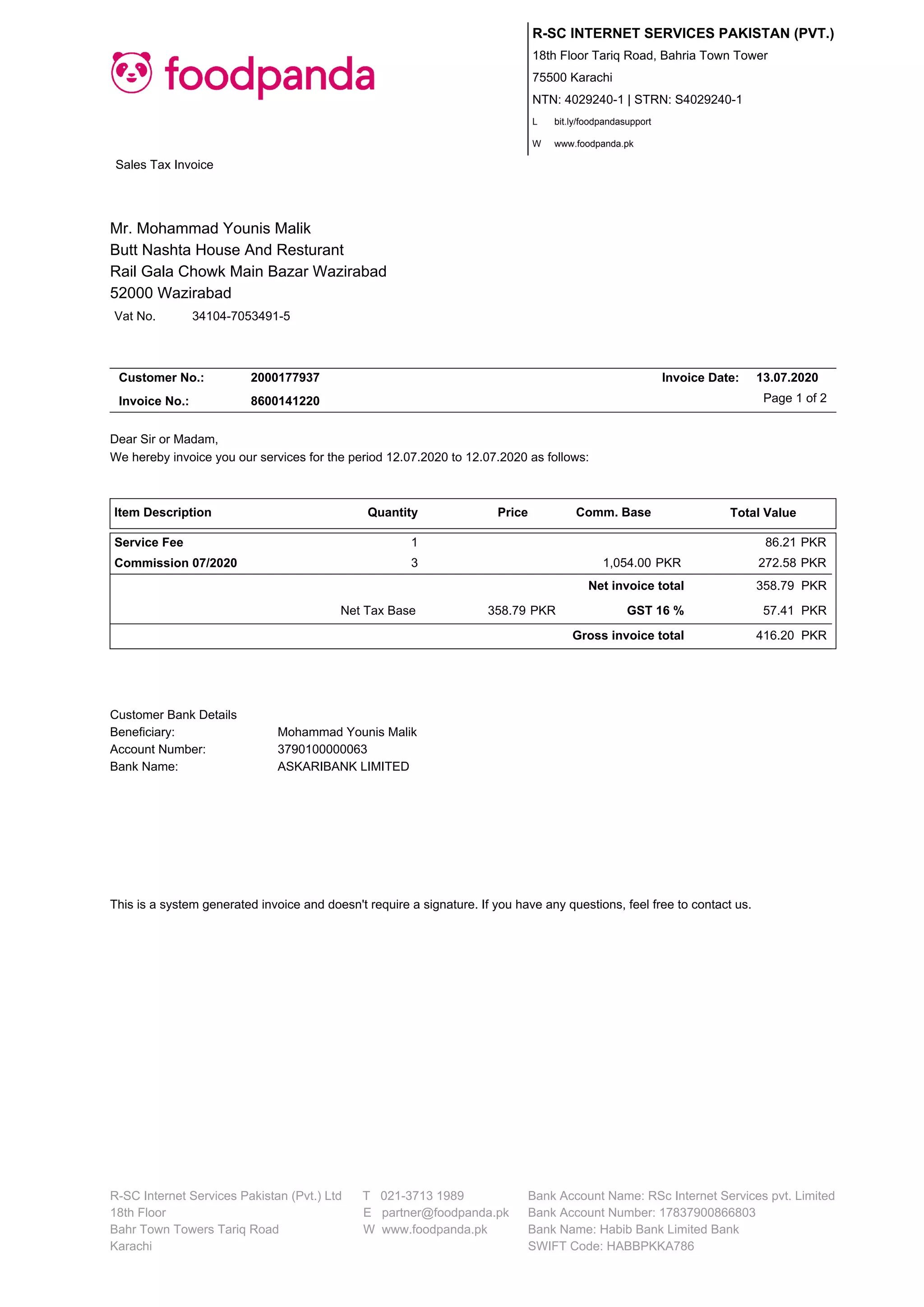 Billing document 8600141220 | PDF