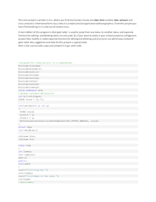 Billing in a supermarket c++ | DOCX