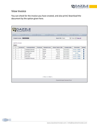 Billing software dazzle technolab pvt ltd | PDF