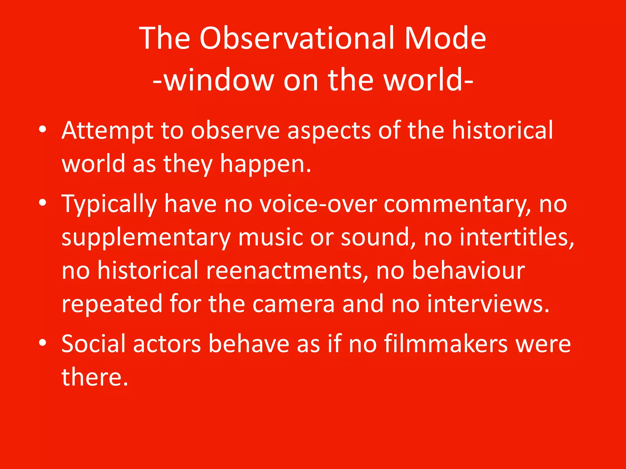 Bill Nichols - 6 Types of Documentary | PPTX