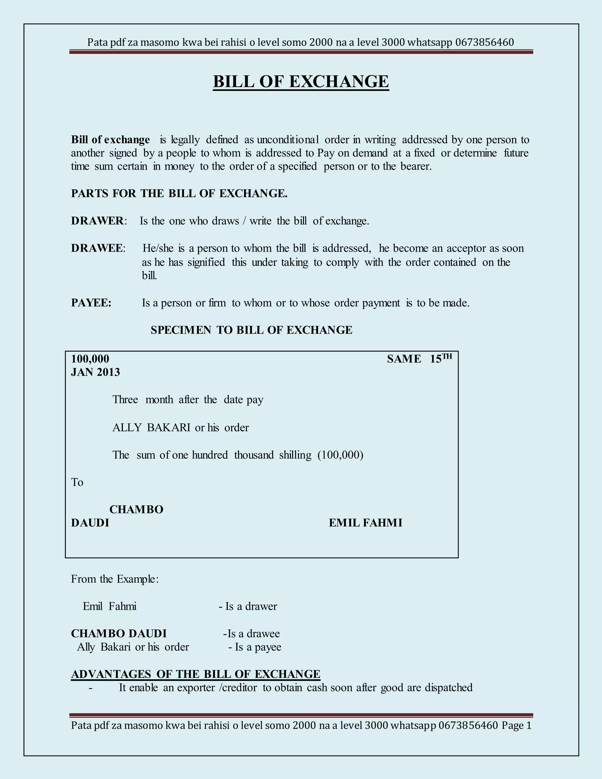 Bill of exchange | DOCX