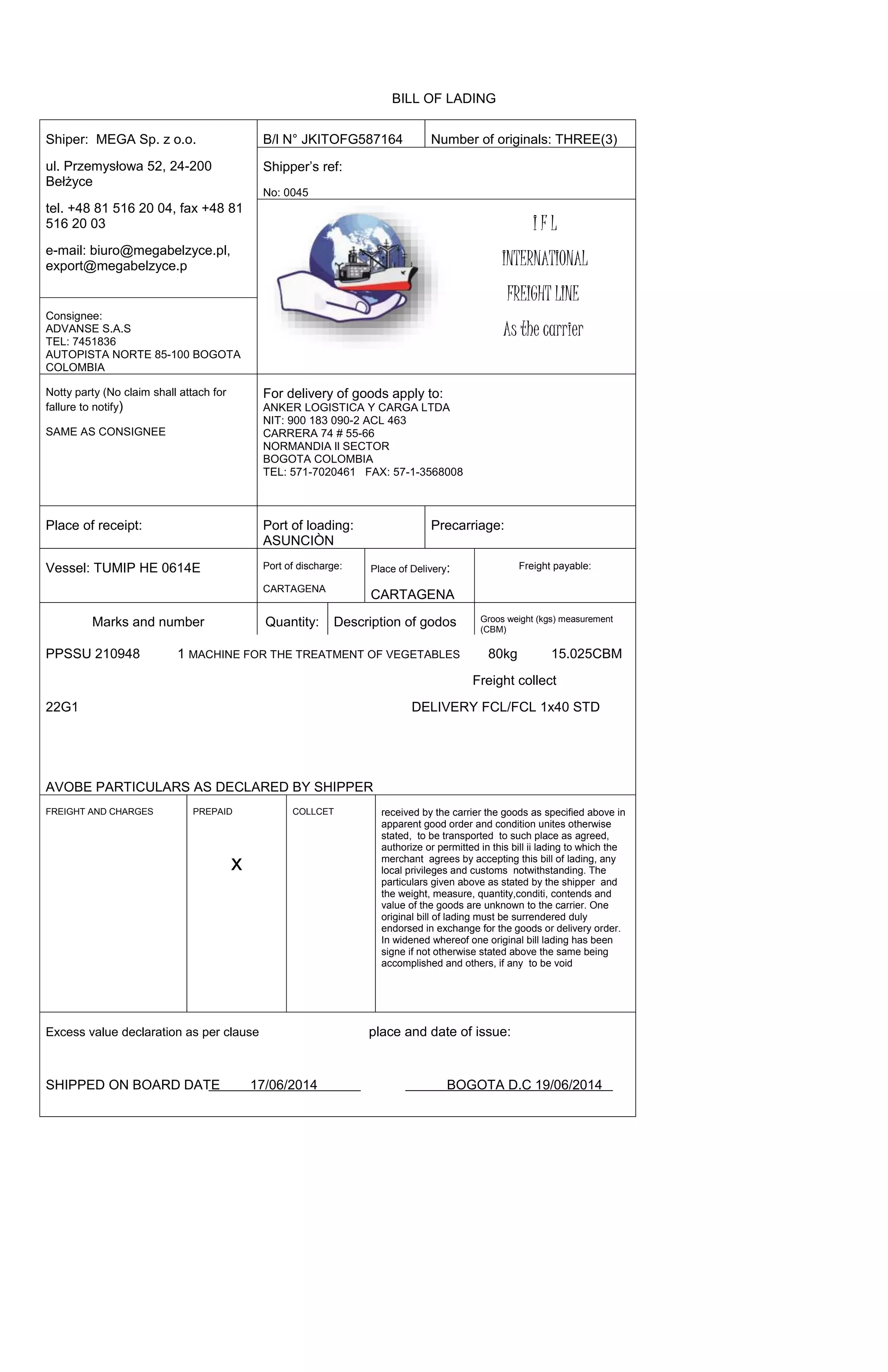Bill of lading | DOCX