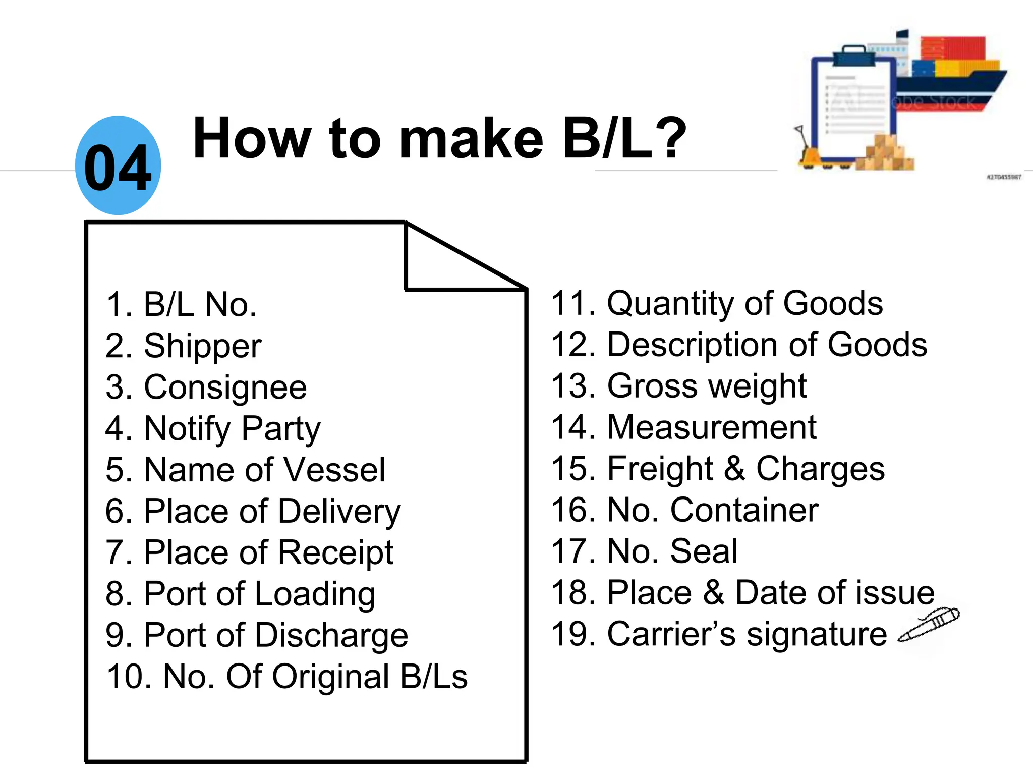 Bill of Lading transportaion how to read a bill | PPTX