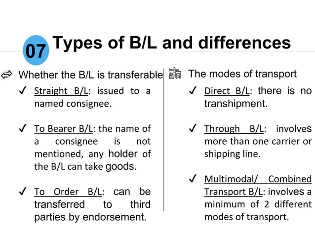 Bill of Lading transportaion how to read a bill | PPTX