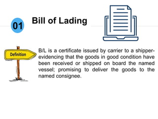 Bill of Lading transportaion how to read a bill | PPTX