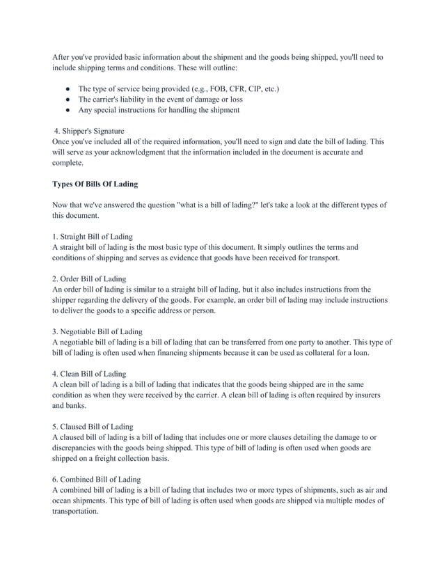Bill of Lading (BOL) In Logistics- What Is It- Its Purpose, Importance ...