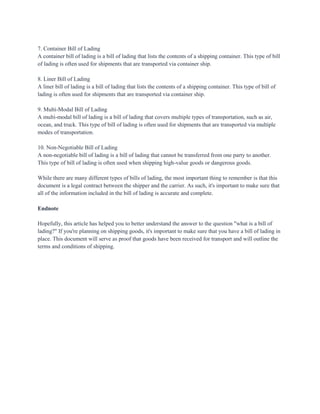 Bill of Lading (BOL) In Logistics- What Is It- Its Purpose, Importance ...