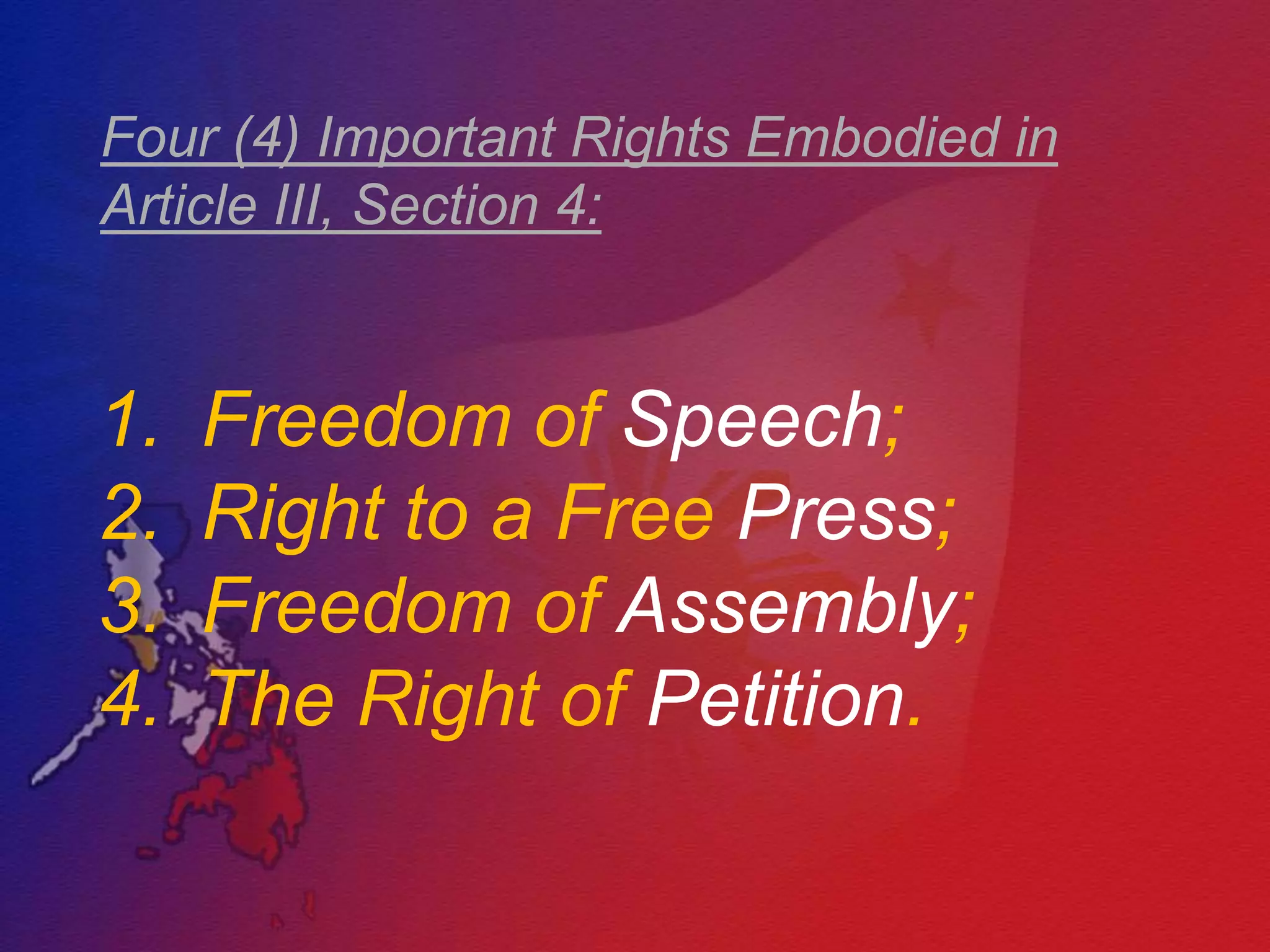 Bill of rights article iii; section 3 to 6 | PPTX
