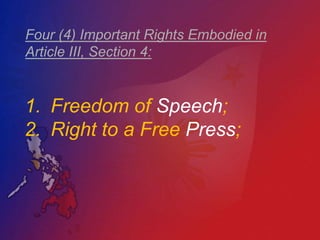 Bill of rights article iii; section 3 to 6 | PPTX