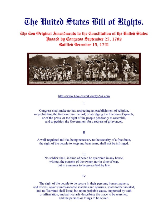 Bill of Rights - United States Constitution - original 10 | PDF