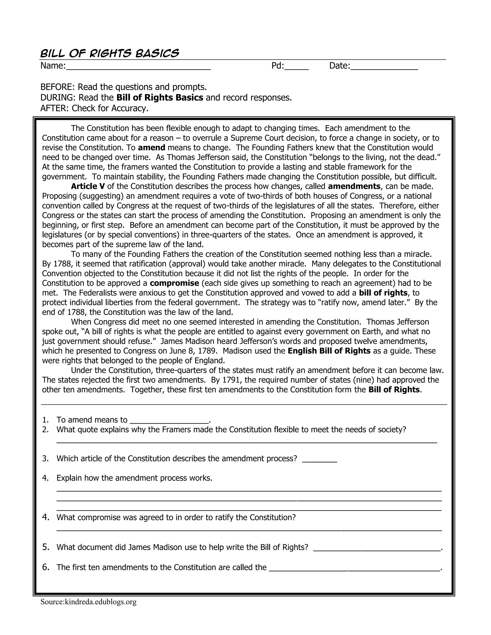 Bill of Rights Basics | DOCX