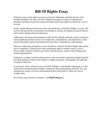 Bill Of Rights Essay. The Original Bill of Rights - Free Essay Example ...