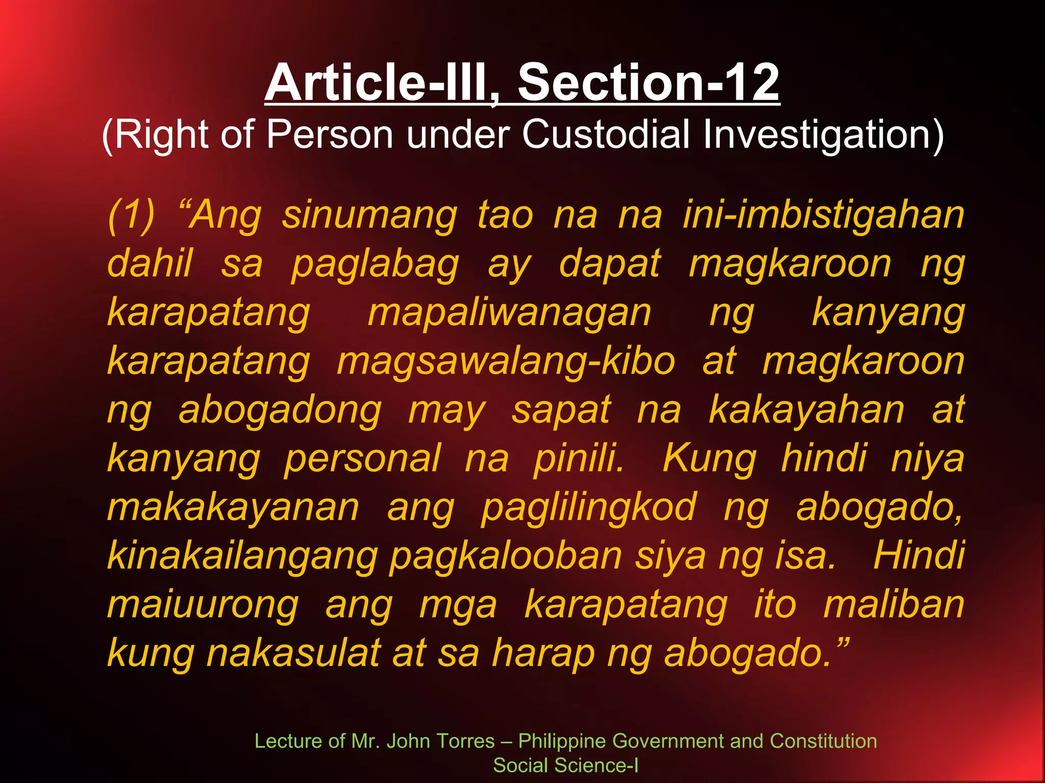 Bill of rights (lecture 4) | PPT