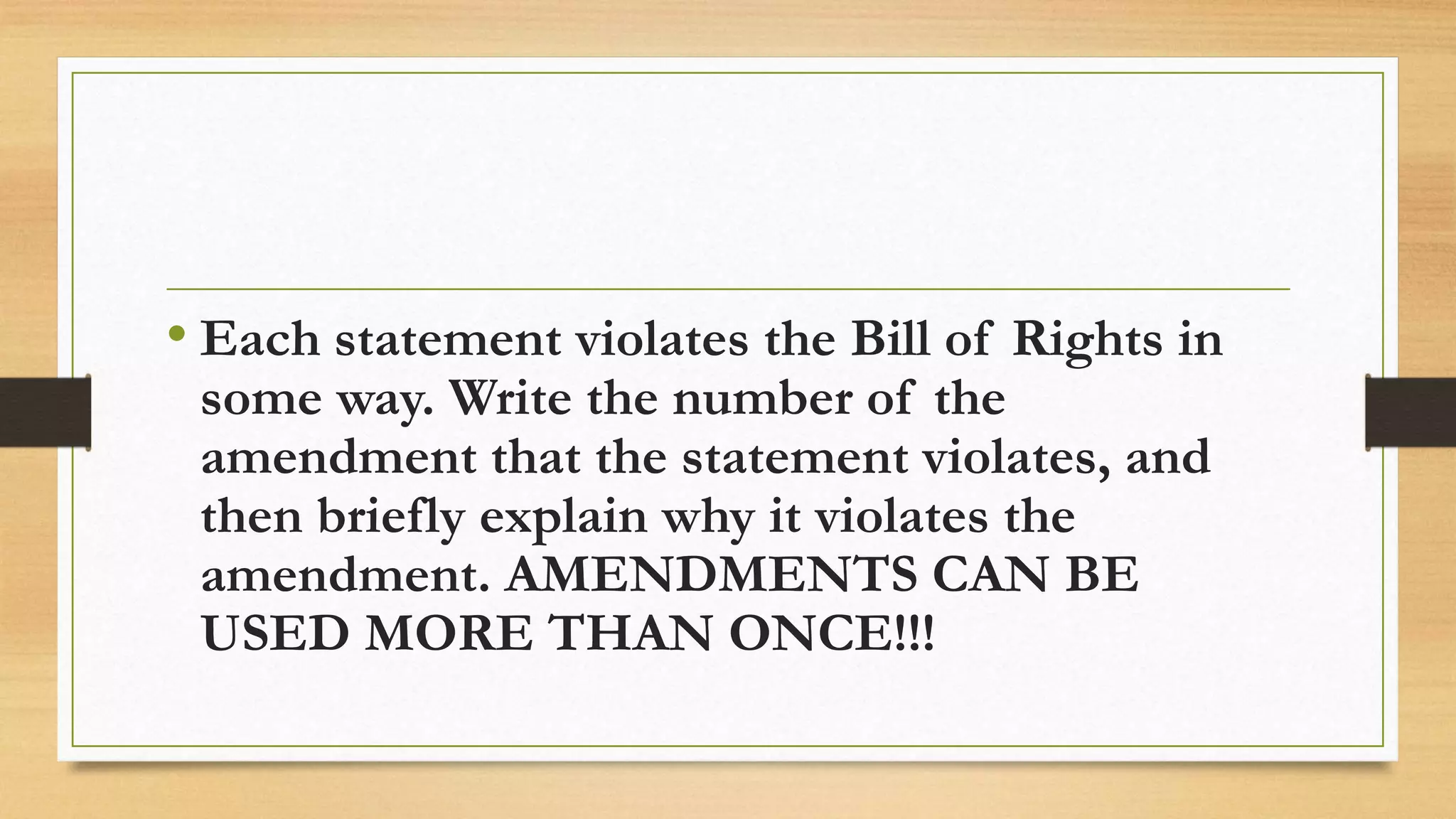 Bill of rights quiz review | PPT