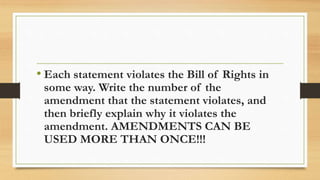 Bill of rights quiz review | PPT