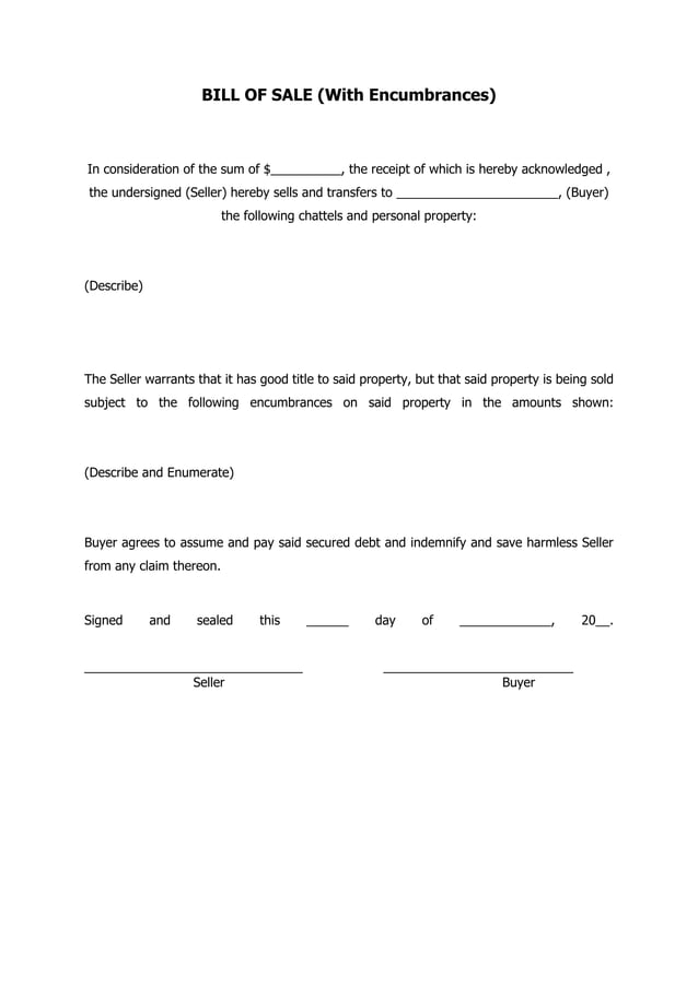 BILL OF SALE | PDF | Legal Services Industry | Industries
