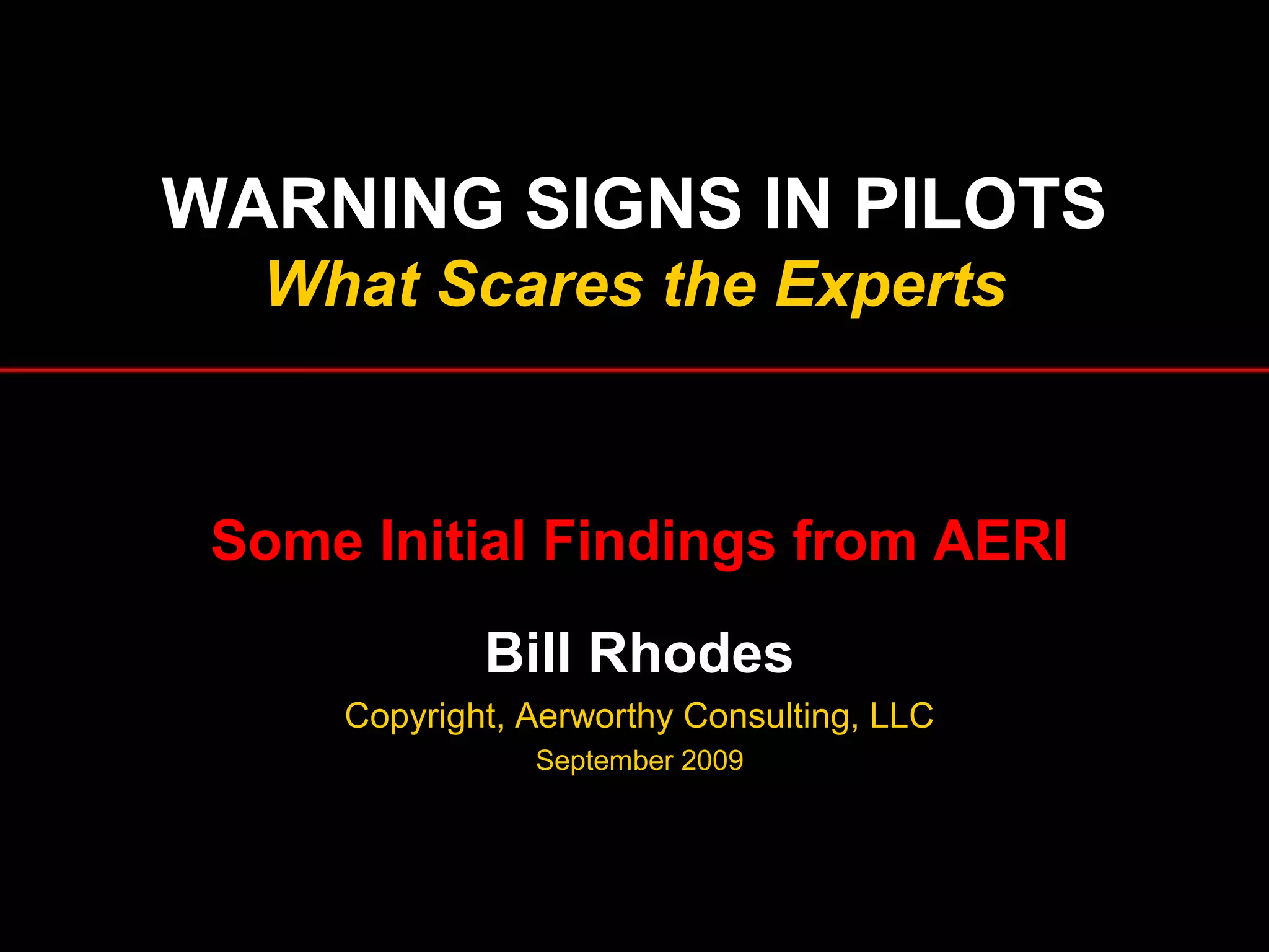 Dr. Bill Rhodes: Warning Signs In Pilots | PPS | Air Travel | Travel Type