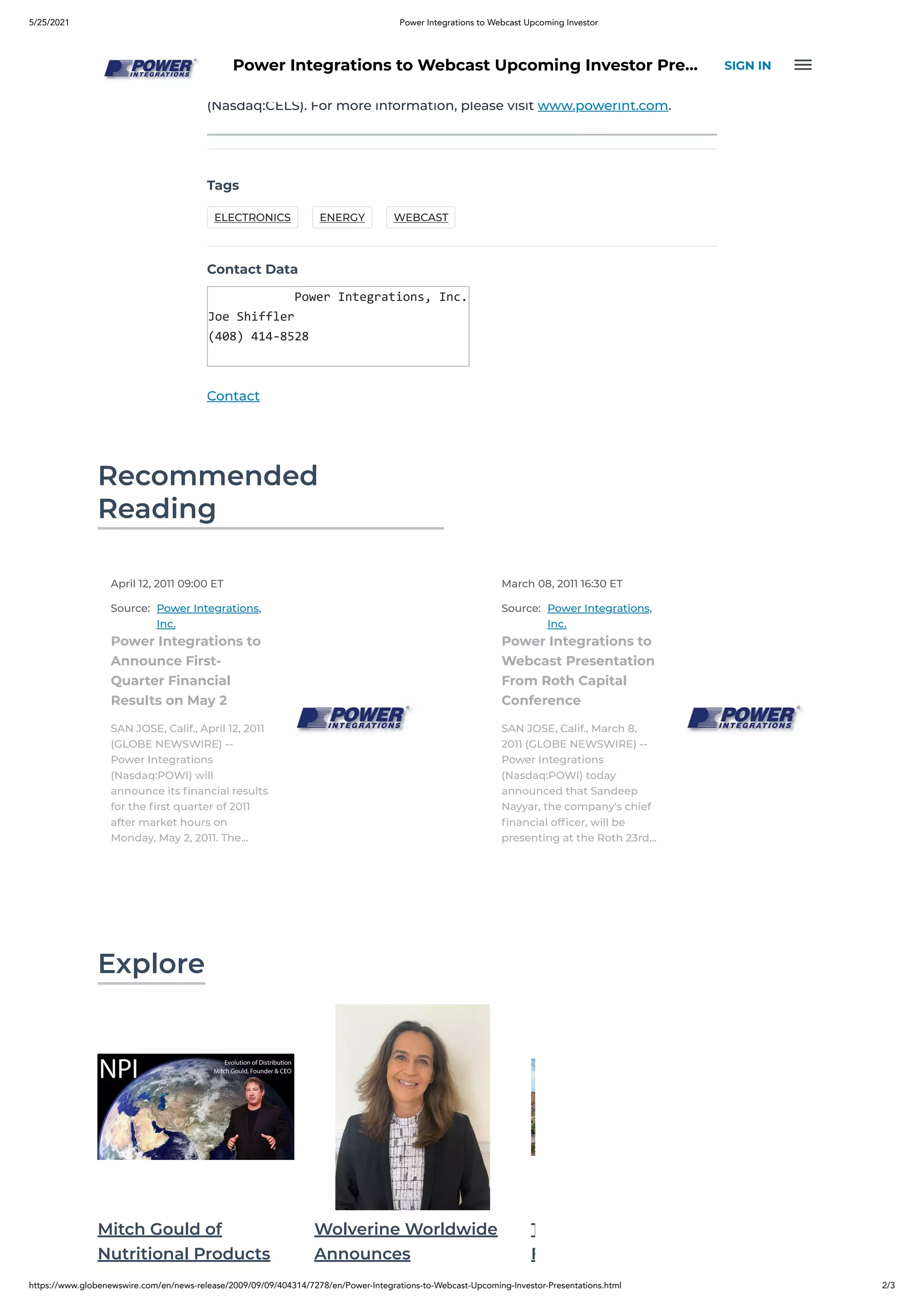 Bill Roeschlein Deutsche Bank & ThinkEquity conference announcement | PDF