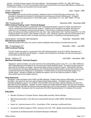 Bill schuck mainframe programmer - 2013 resume | DOC