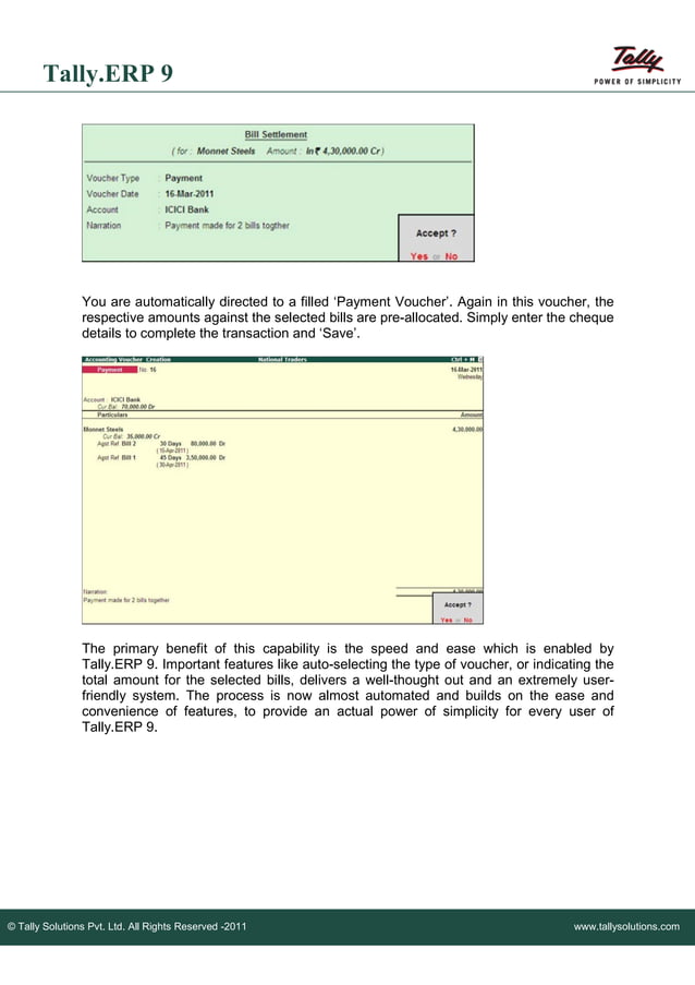 Bill settlement | SQL to Tally | Tally.NET Services | Tally TDL | PDF