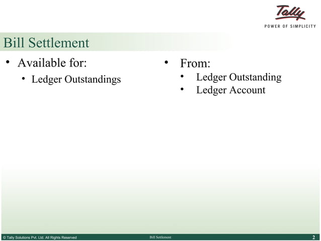 Bill settlement | PPS | Personal Finance