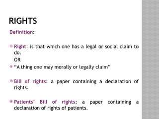 Bills of Rights Unit 04 BSN Nursing Ethics | PPT