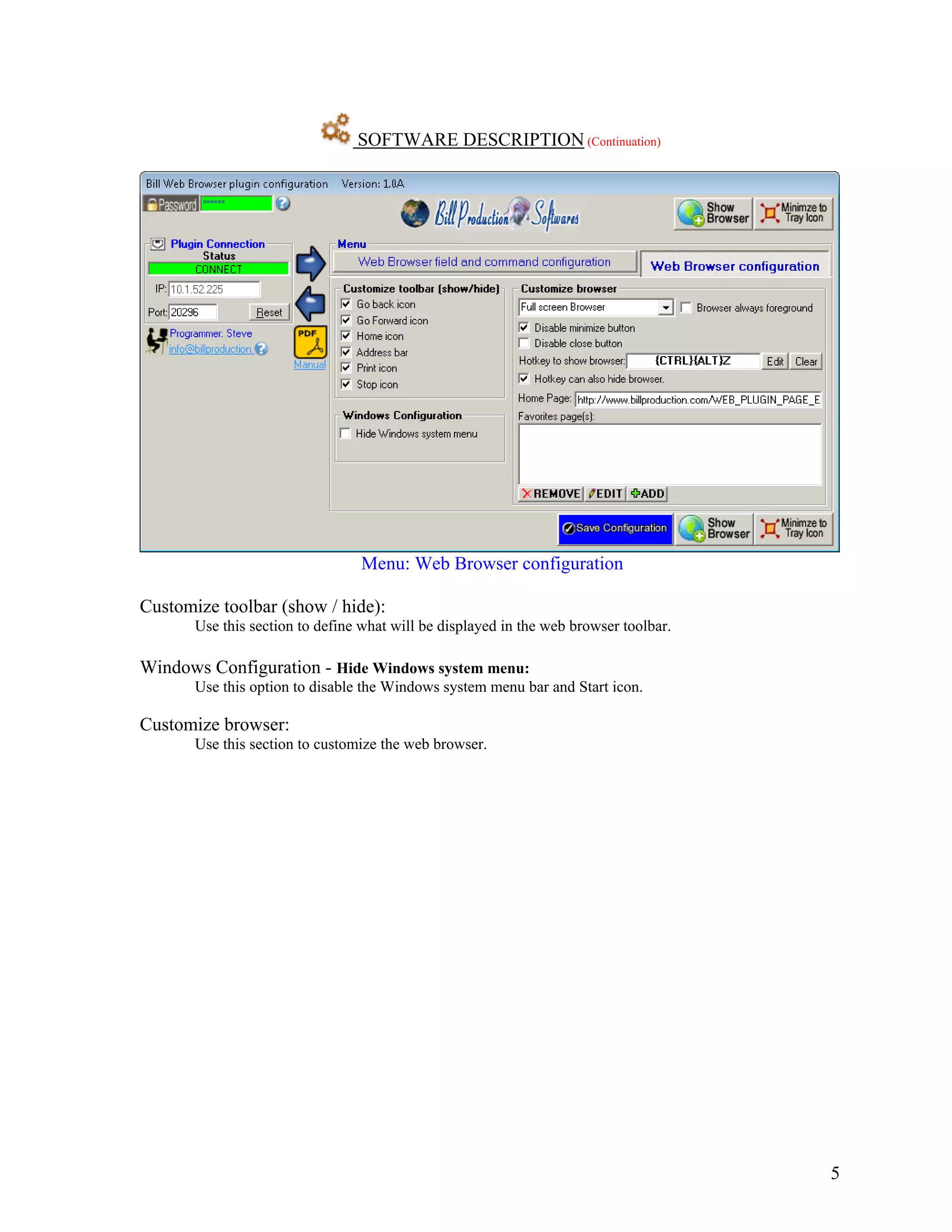Full screen Web Browser support RS-232 / TCPIP peripheral (plugin) | PDF