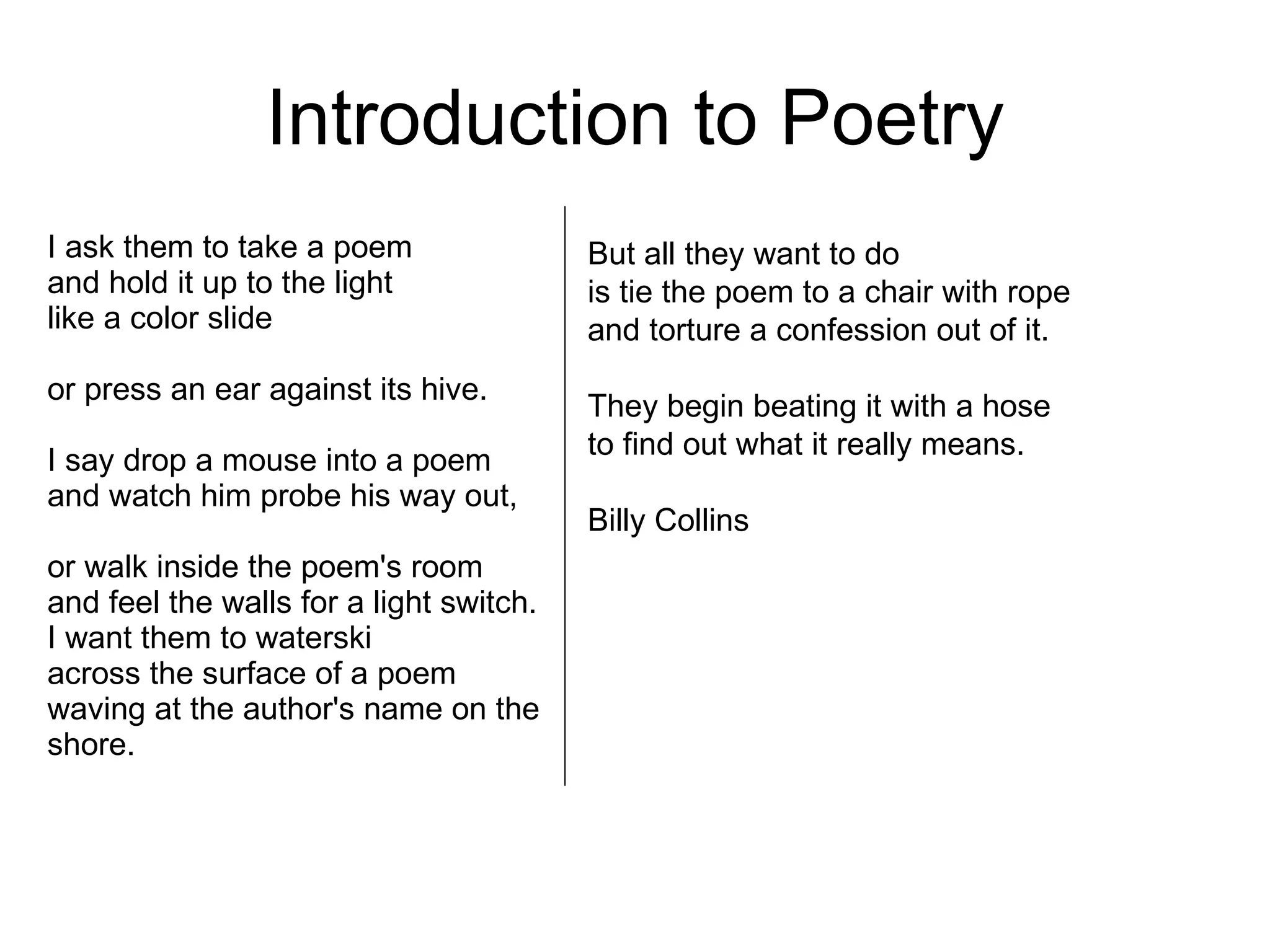 Billy Collins Introduction to Poetry | PPS